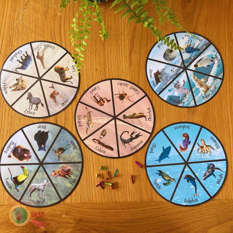 Animal Habitats Learning Wheels Printable, Nature Biomes Animals Disc ...