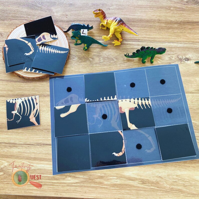 Dinosaur Fossil Jigsaw Printable for Kids, Dino Lovers Puzzle for ...