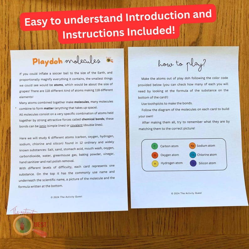 Play-dough MOLECULES Printables for Kids, Science STEM Resources for ...