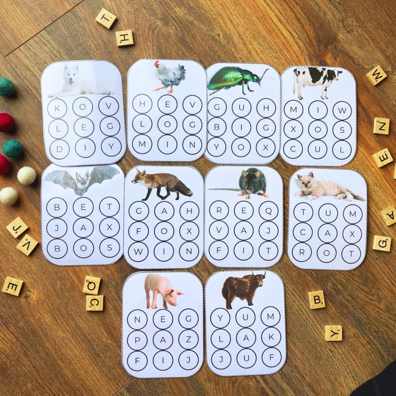 10 CVC Animal Words Cards, Learning Alphabet Activity Prek and ...