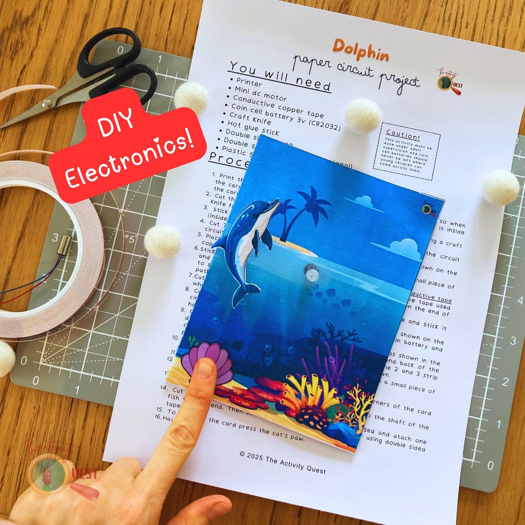 Sea Dolphin Paper Circuit Printable Project, DIY Electronics for Kids ...