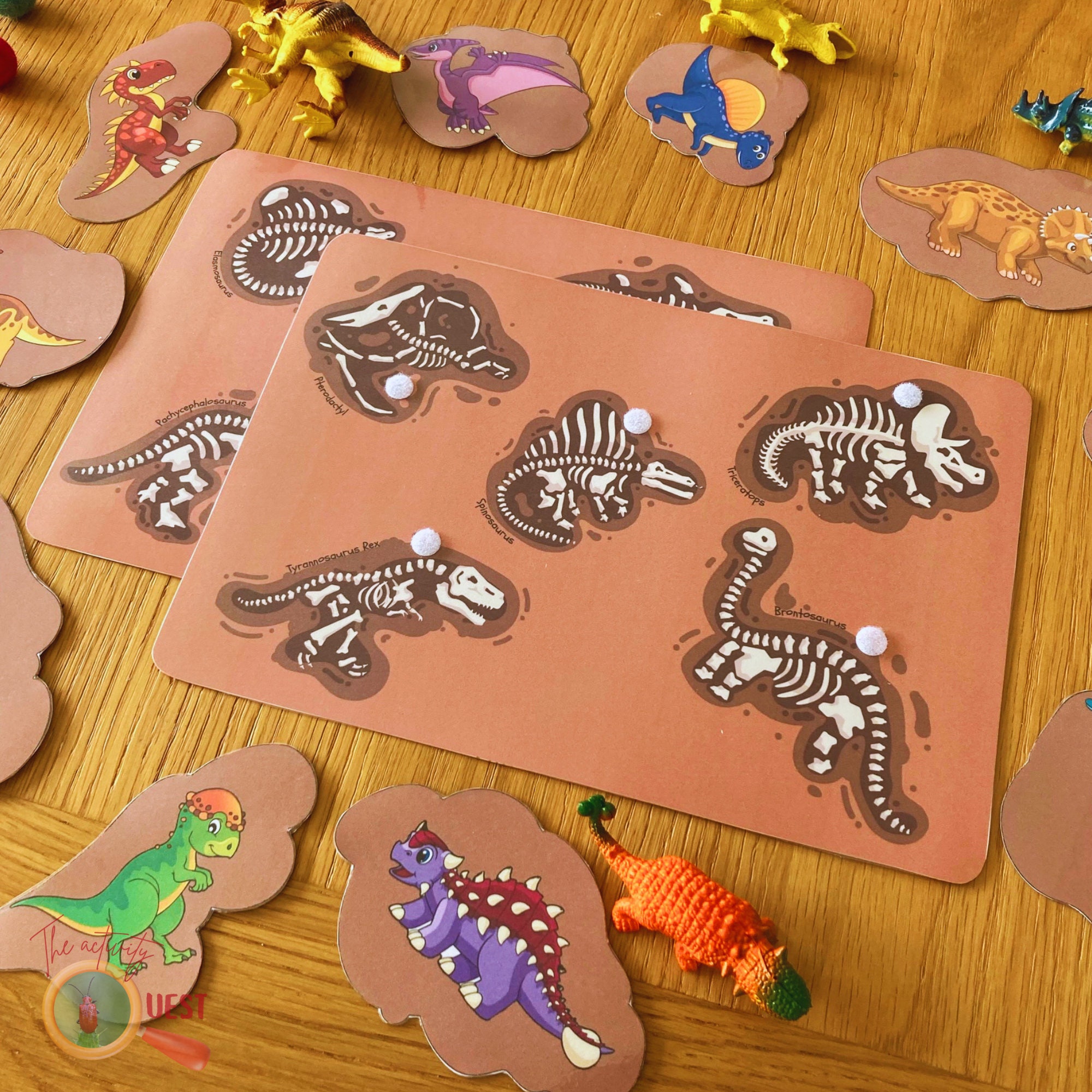 10 Dinosaur Fossils Hunting Printable, Dino Anatomy Game for Toddlers ...