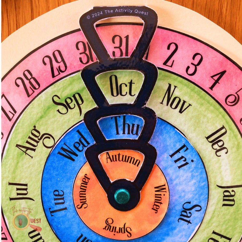 Printable Perpetual Calendar for Kids, Learning Day of the Week, Date ...