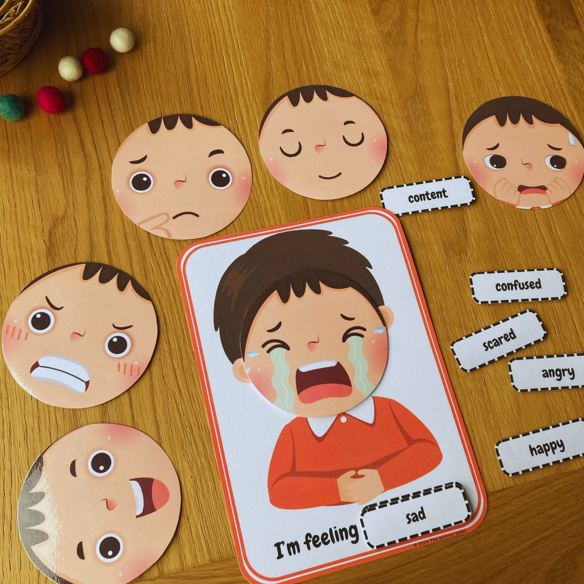 Girls/boys Emotions Activity, Kids Feelings Matching Game, Preschool ...