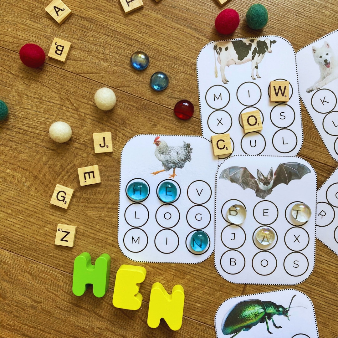 10 CVC Animal Words Cards, Learning Alphabet Activity Prek and ...