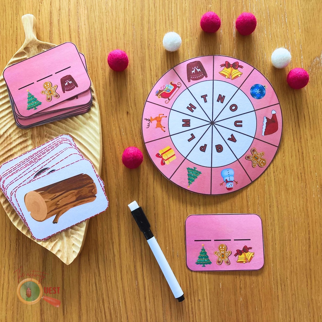 Christmas Codebreaker Wheel Printable Game for Kids, 12 CVC Words ...