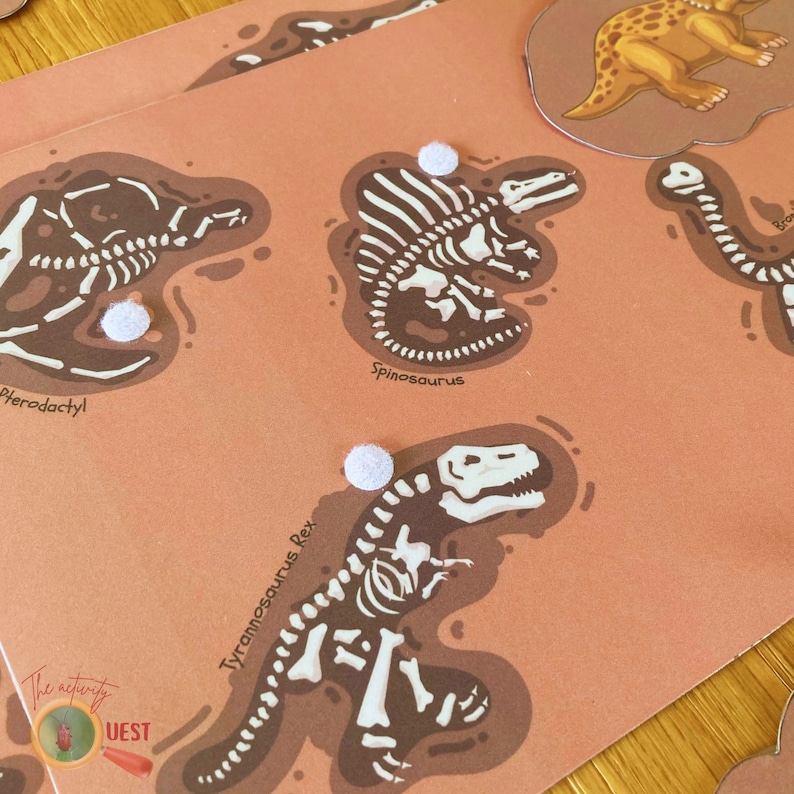 10 Dinosaur Fossils Hunting Printable, Dino Anatomy Game for Toddlers ...