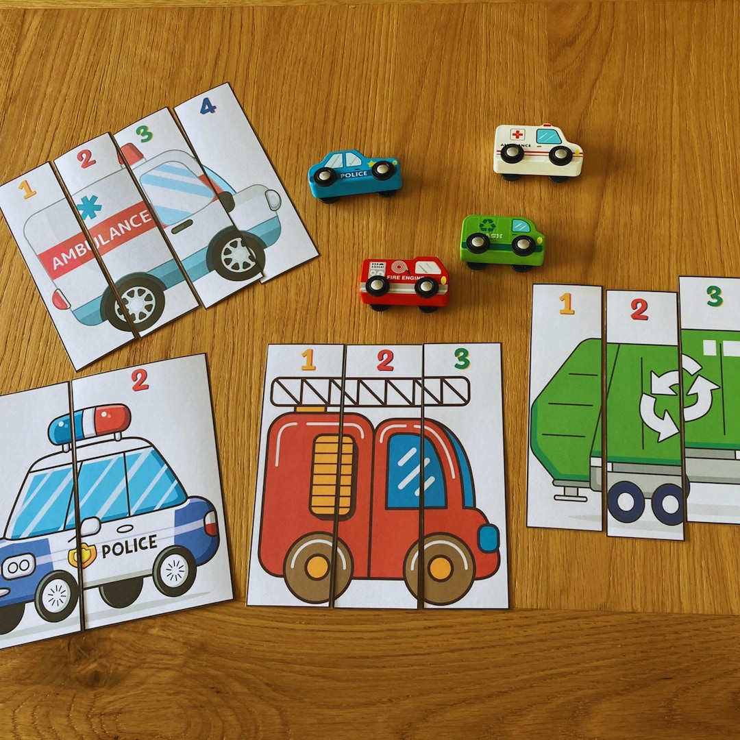 Vehicle Puzzle Car, Things That Go Jigsaw, Counting Learning Binder ...