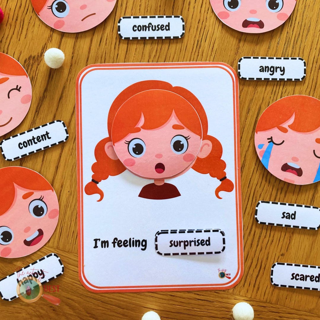 Girls/boys Emotions Activity, Kids Feelings Matching Game, Preschool ...