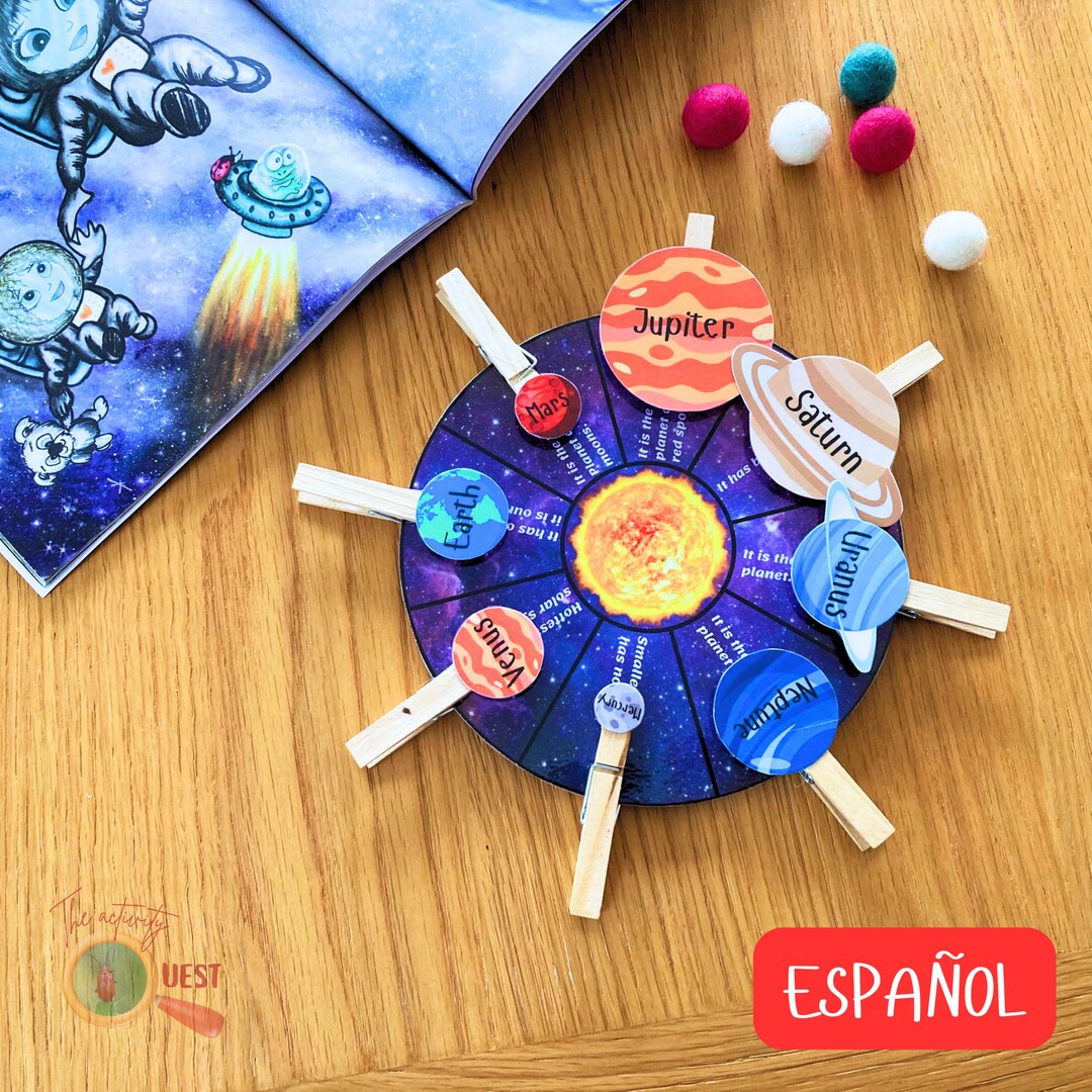 Solar System Learning Matching Activity for Kids Spanish, Planets ...