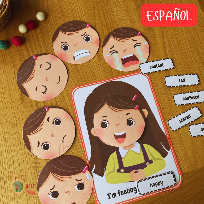 Girls/boys Emotions Spanish Activity, Kids Feelings Matching Game ...