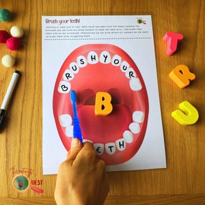 Brush Teeth Dental Hygiene Printable, Dentist Pretend Play, Kids Tooth ...