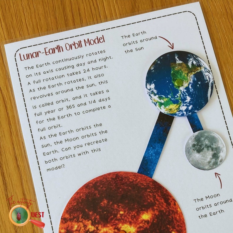 Lunar-earth Orbit Model Printable, Solar System Busy Book Page, Planets ...