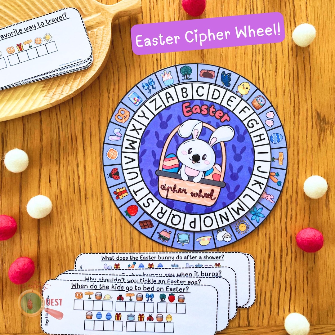 Easter Bunny Cipher Wheel, Printable Decoder Game for Children, Secret ...
