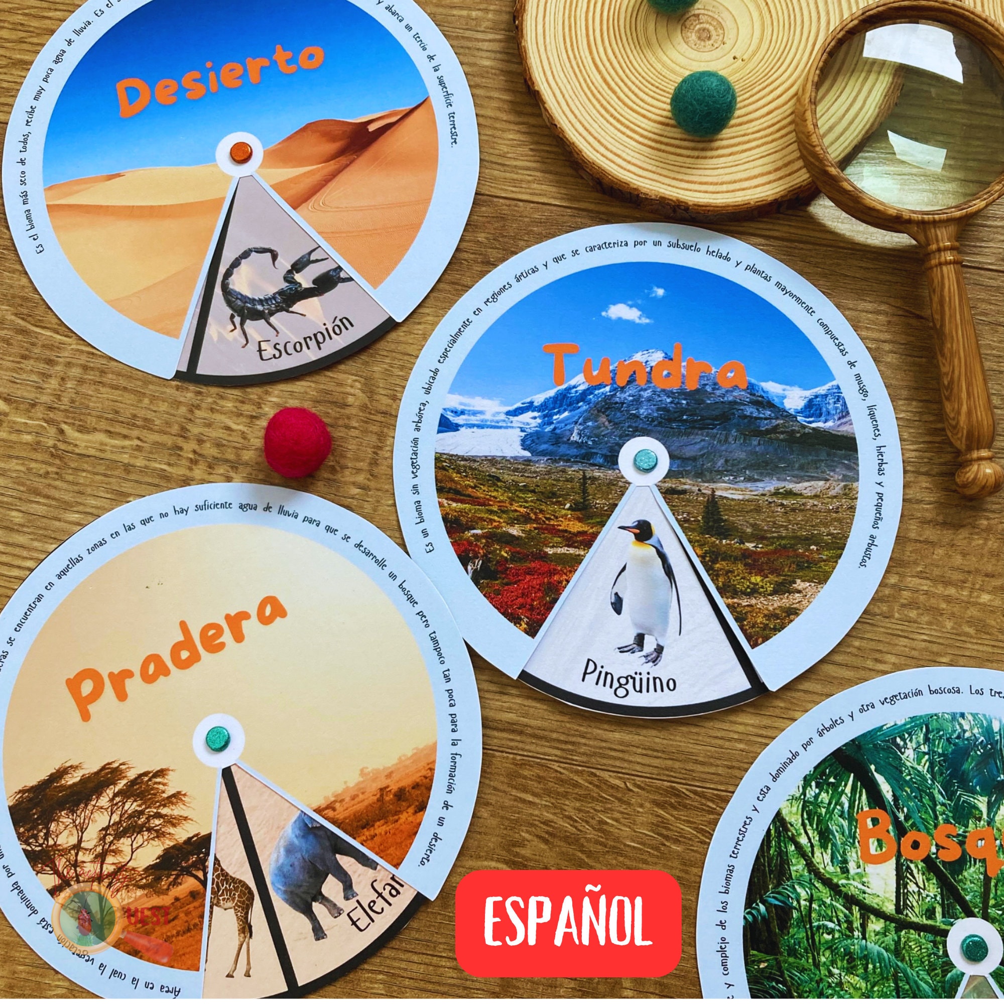 Animal Habitats Learning Wheels Spanish Printable, Nature Biomes ...