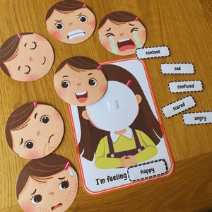 Girls/boys Emotions Activity, Kids Feelings Matching Game, Preschool ...