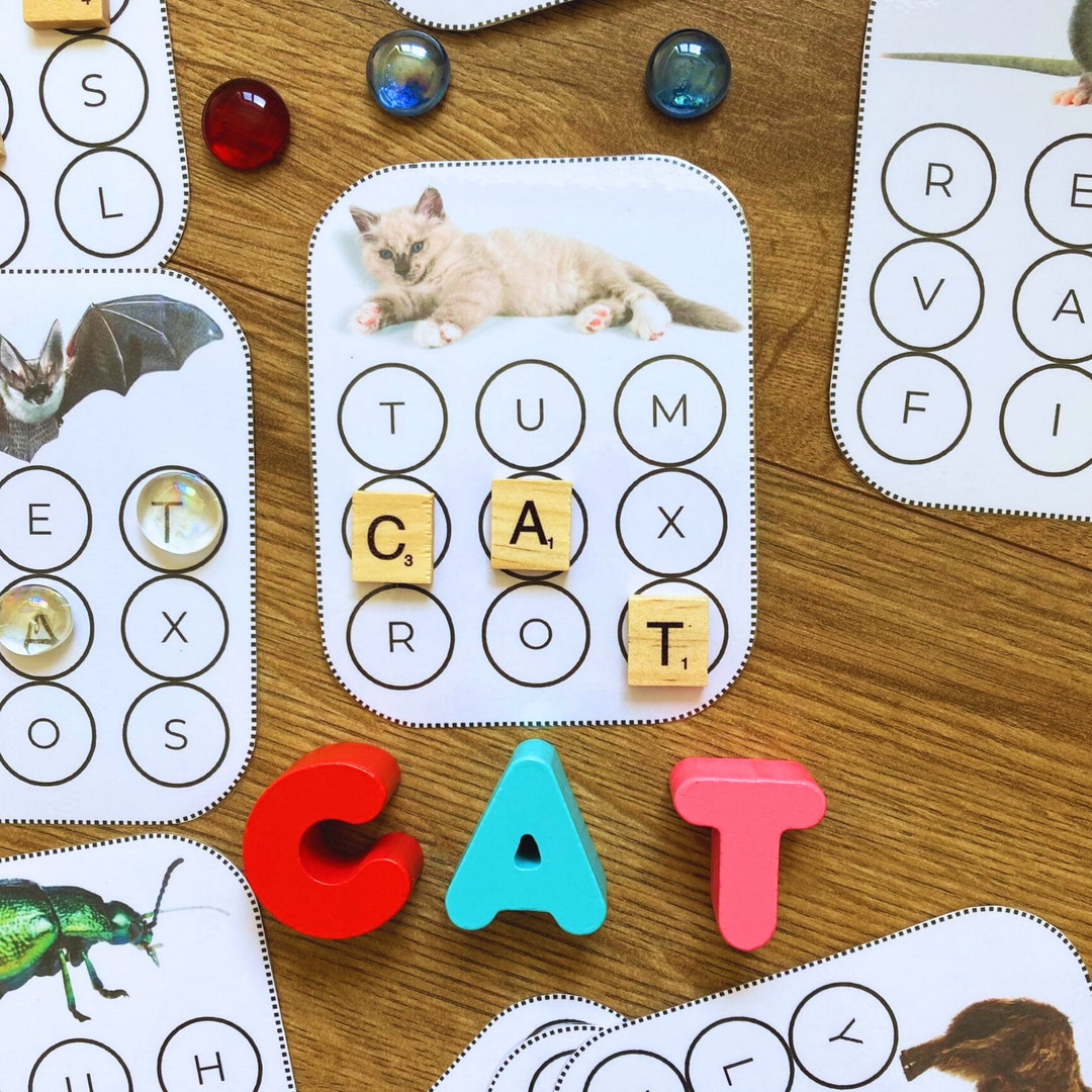 10 CVC Animal Words Cards, Learning Alphabet Activity Prek and ...