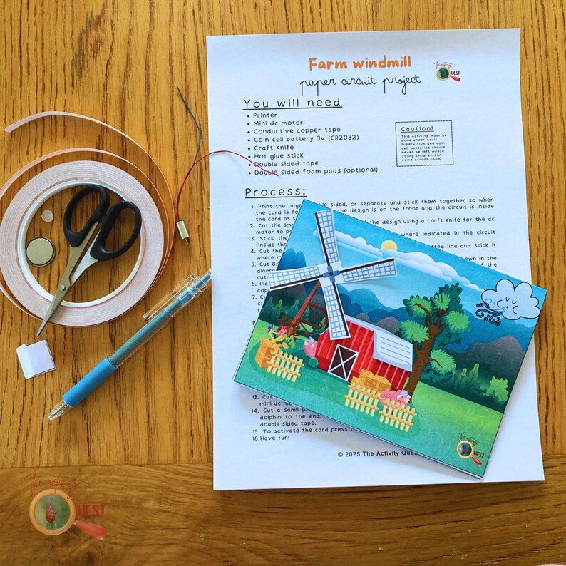 Farm Windmill Paper Circuit Printable Project, DIY Electronics for Kids ...