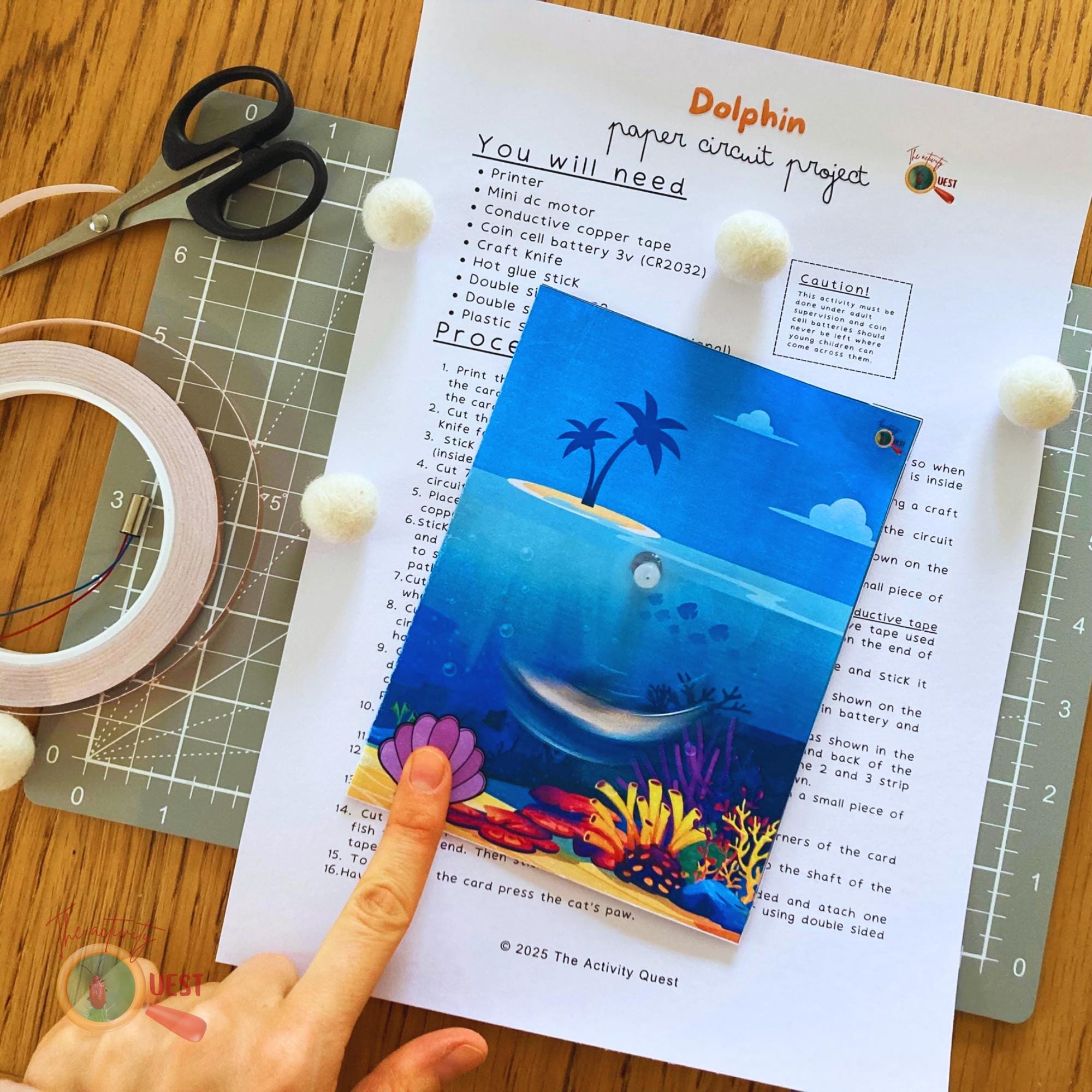 Sea Dolphin Paper Circuit Printable Project, DIY Electronics for Kids ...