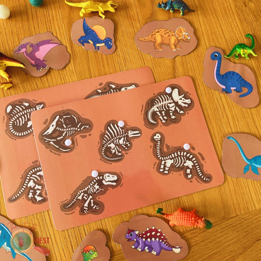 10 Dinosaur Fossils Hunting Printable, Dino Anatomy Game for Toddlers ...