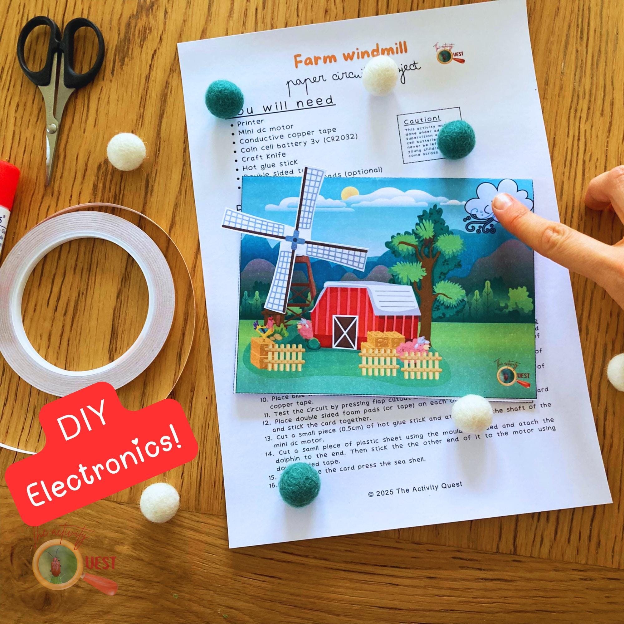 Farm Windmill Paper Circuit Printable Project, DIY Electronics for Kids ...