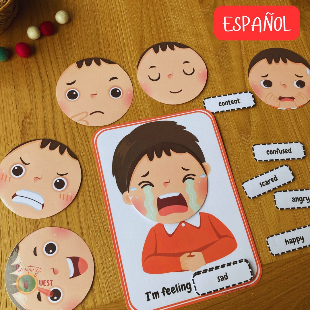 Girls/boys Emotions Spanish Activity, Kids Feelings Matching Game ...