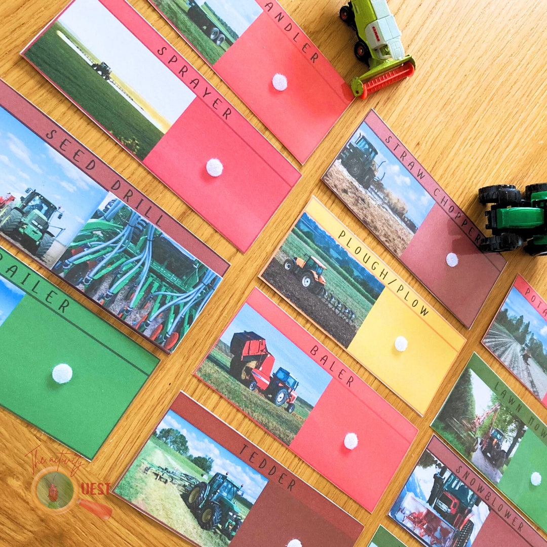 12 Tractor Attachments Identification for Children Printable, Farm ...