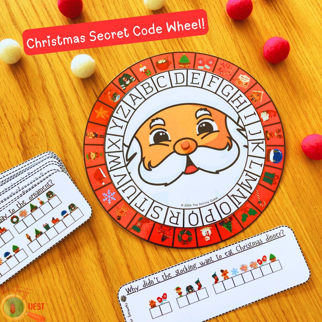 Christmas Secret Code Wheel Printable Game for Kids, Decoder Reveal ...