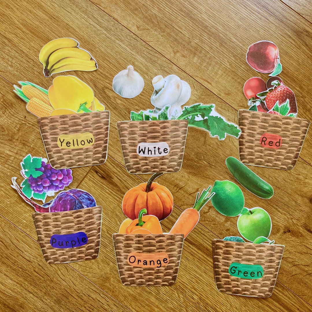 Fruits and Vegetables Sorting Activity, Educational Preschool Game ...