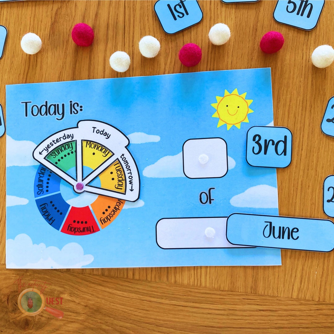 Printable Perpetual Calendar for Kids, Learning Day of the Week, Date ...