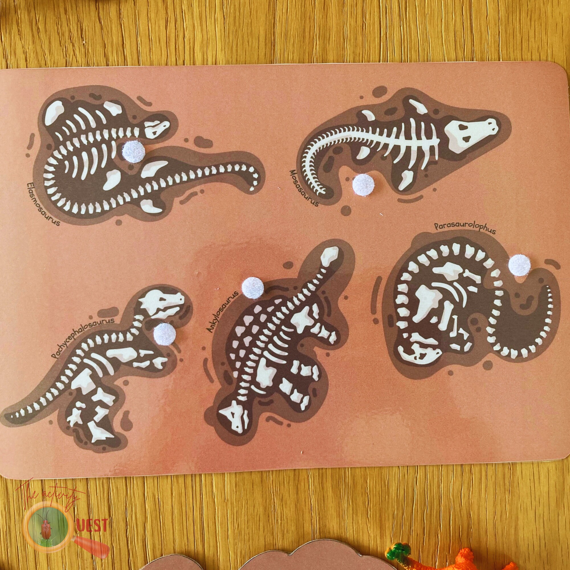 10 Dinosaur Fossils Hunting Printable, Dino Anatomy Game for Toddlers ...