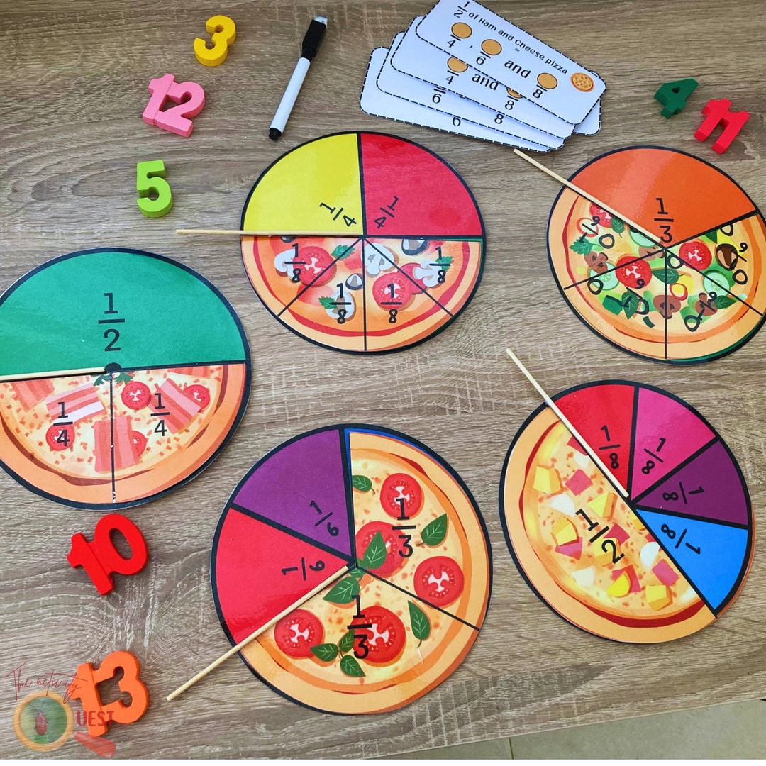 Equivalent Fractions Pizza Activities for Kids, Early Math Skills Game ...