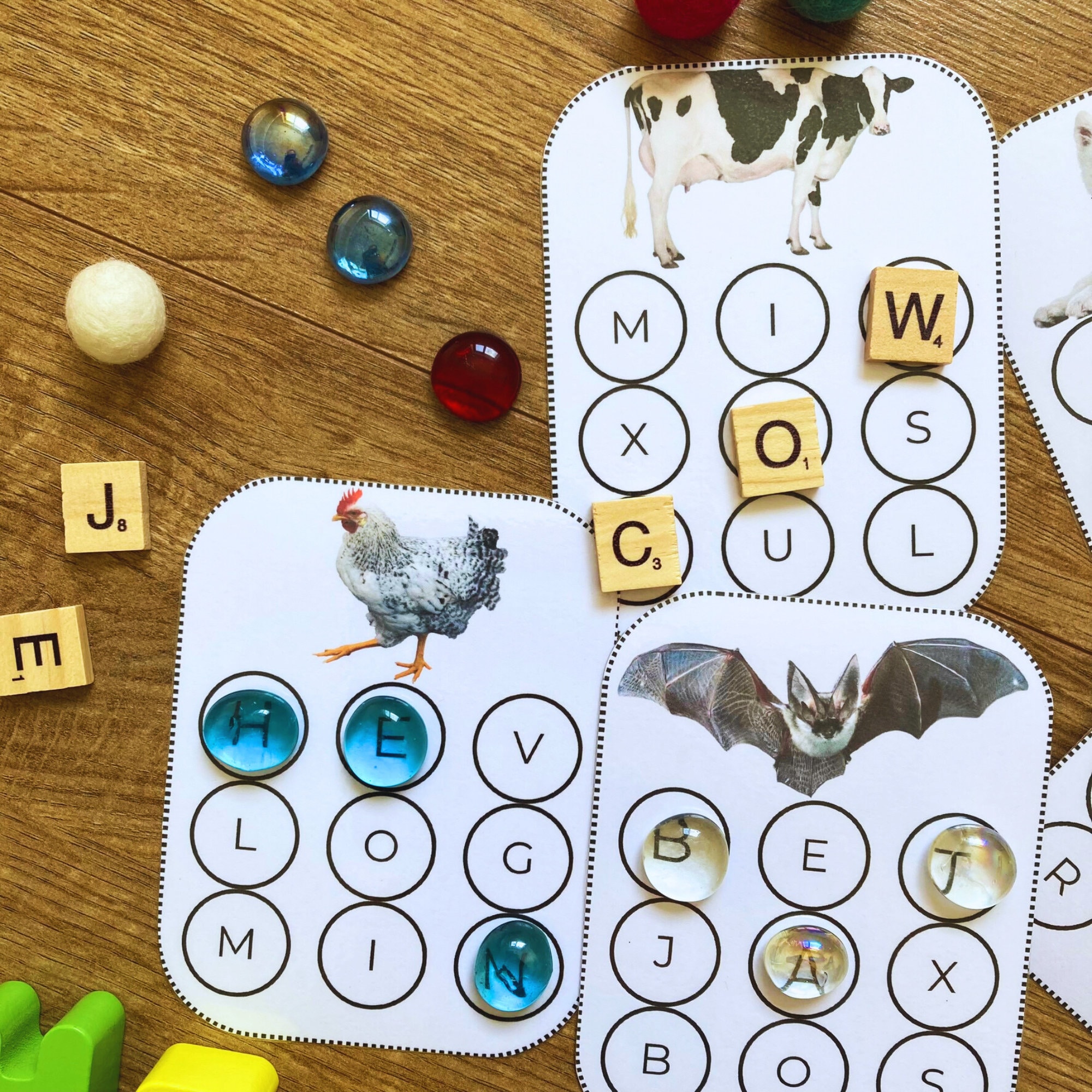 10 CVC Animal Words Cards, Learning Alphabet Activity Prek and ...