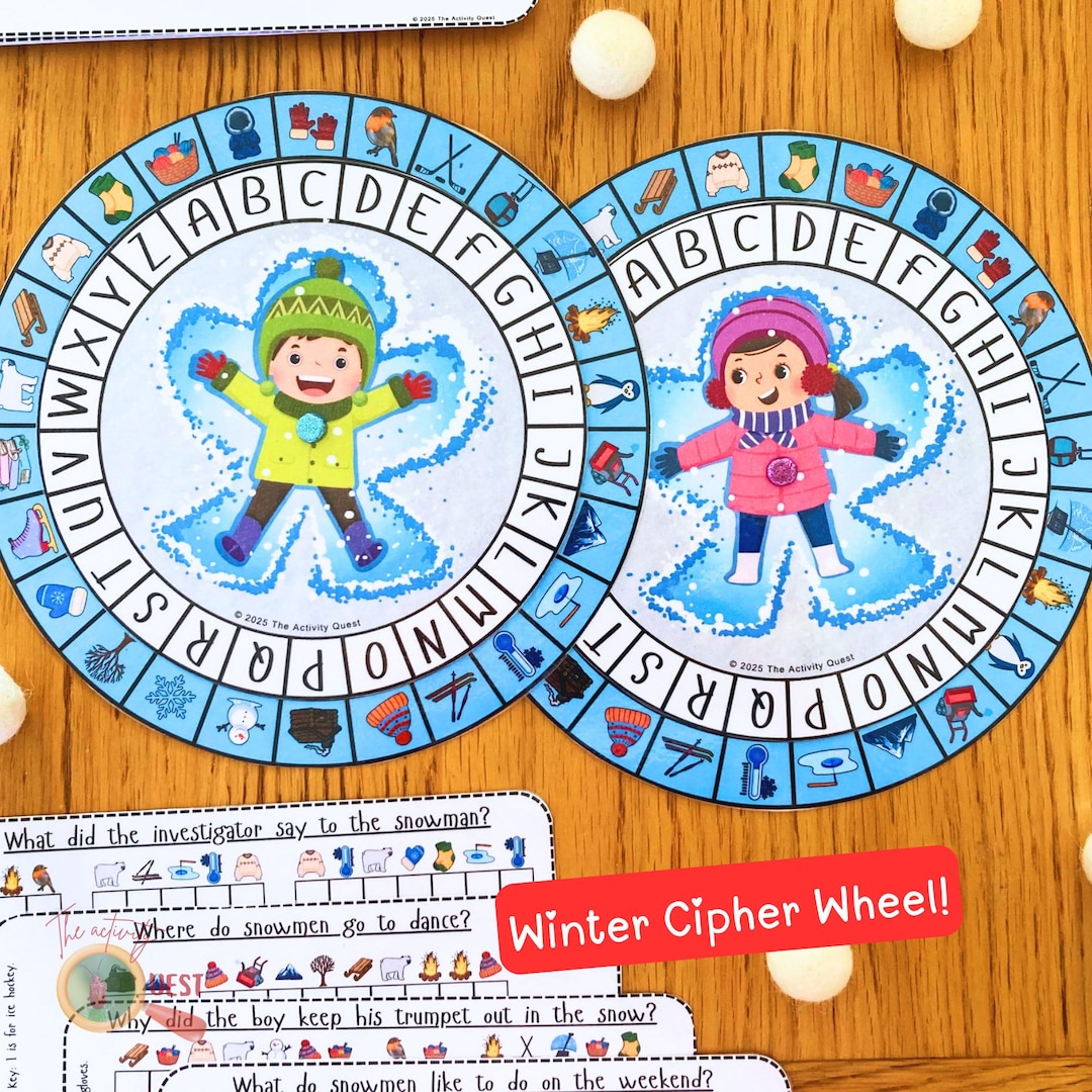 Winter Themed Cipher Wheel, Printable Decoder Game for Children, Secret ...
