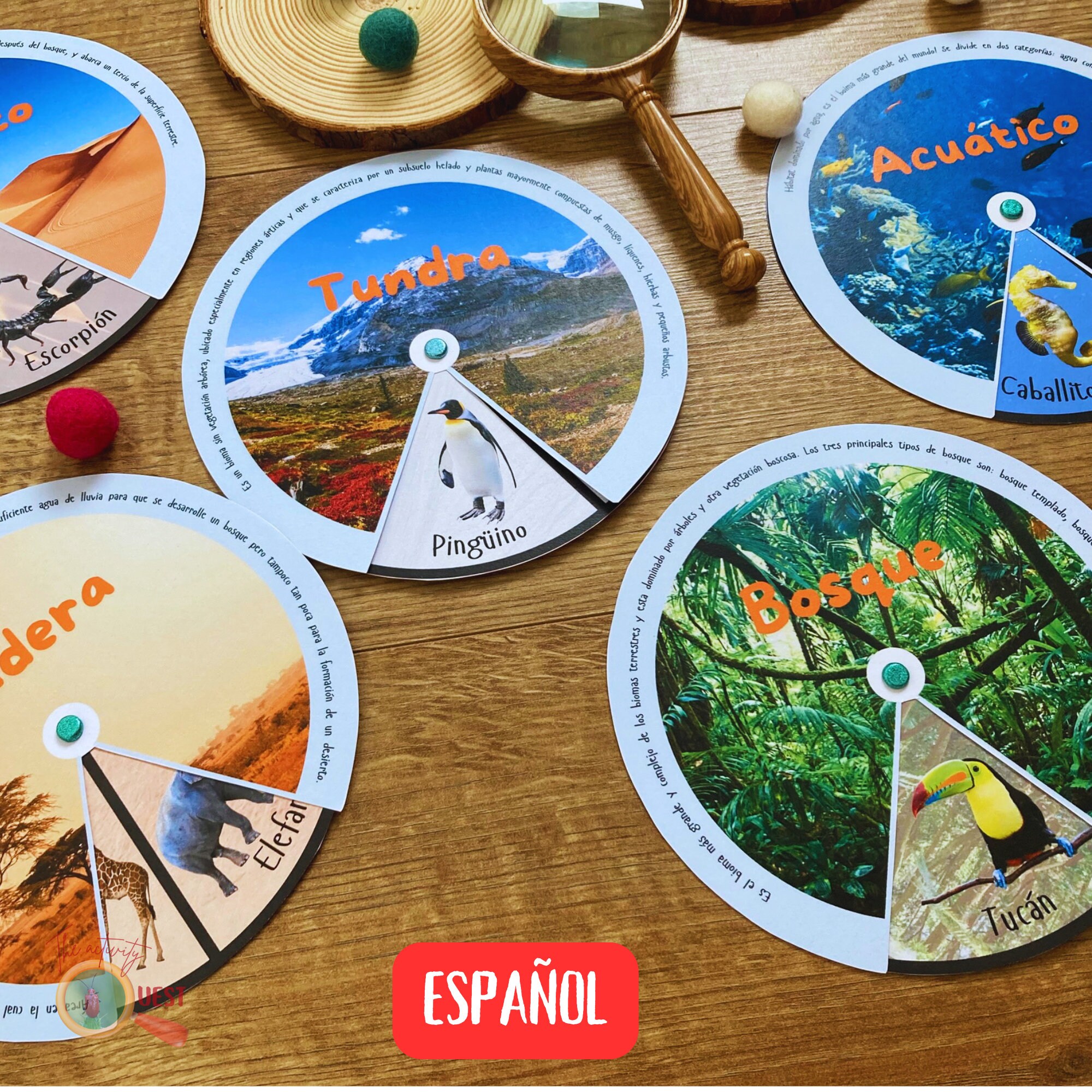 Animal Habitats Learning Wheels Spanish Printable, Nature Biomes ...