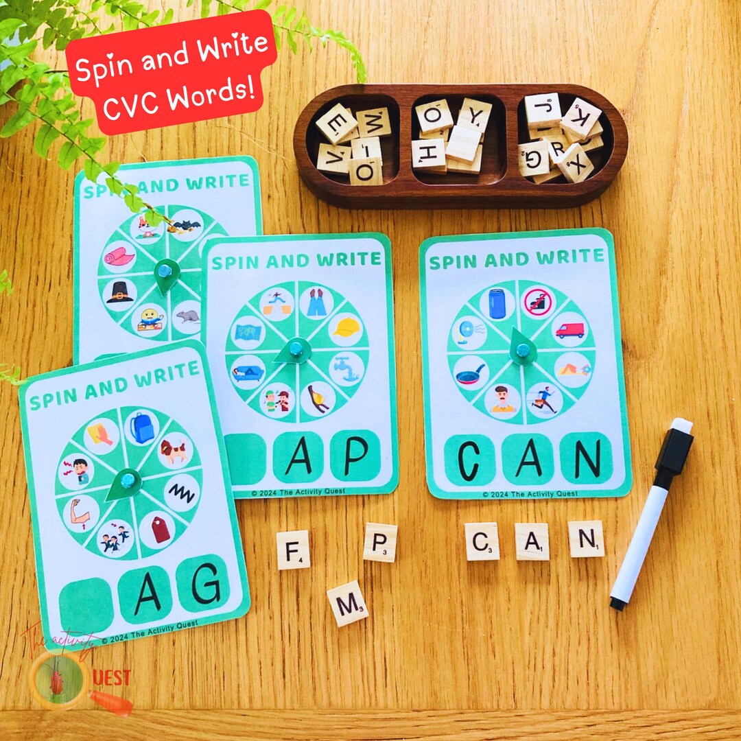 Spin and Write 32 CVC Words Printable Activity for Children, Learn to ...