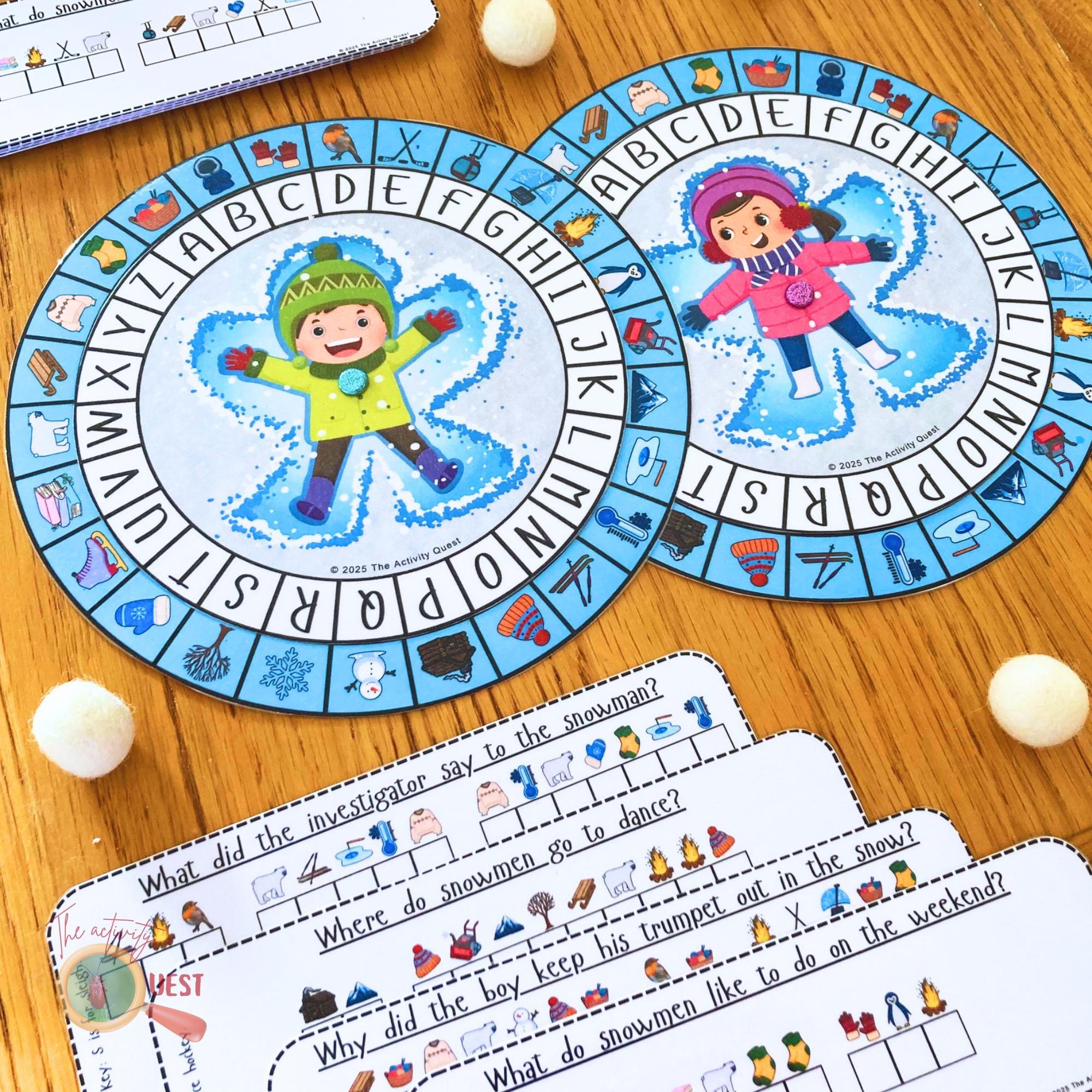 Winter Themed Cipher Wheel, Printable Decoder Game for Children, Secret ...