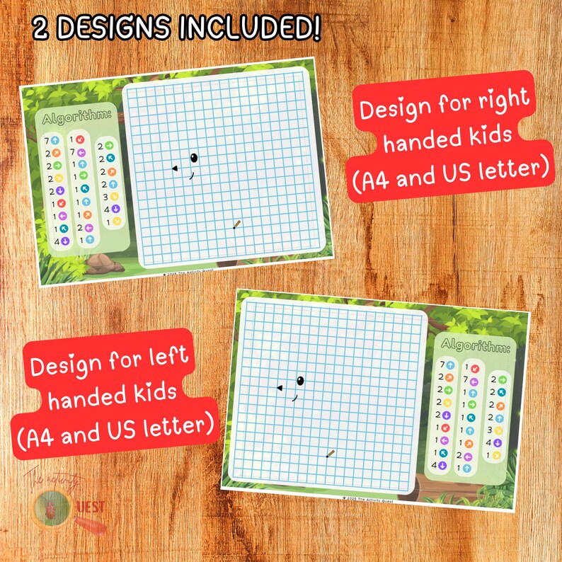 10 Animals Graphic Dictation Printable for Kids, Commands Coding ...