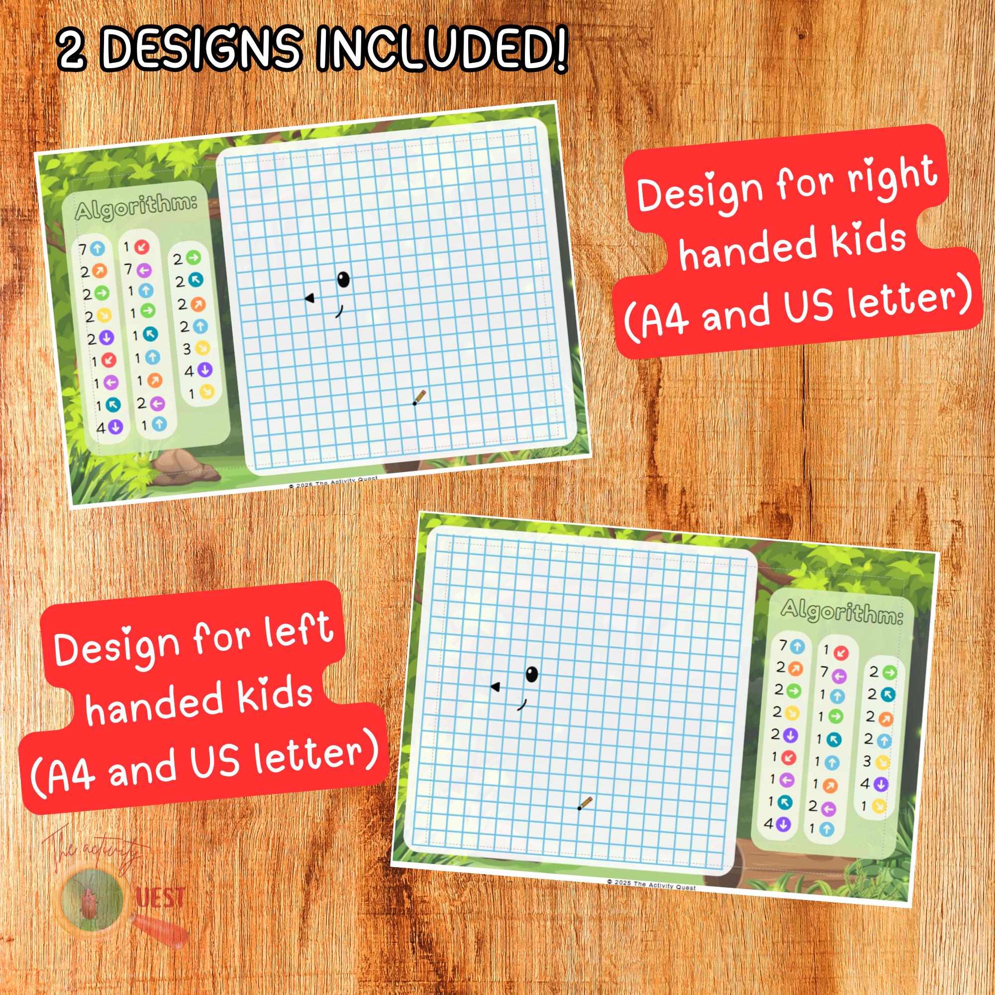 10 Animals Graphic Dictation Printable for Kids, Commands Coding ...