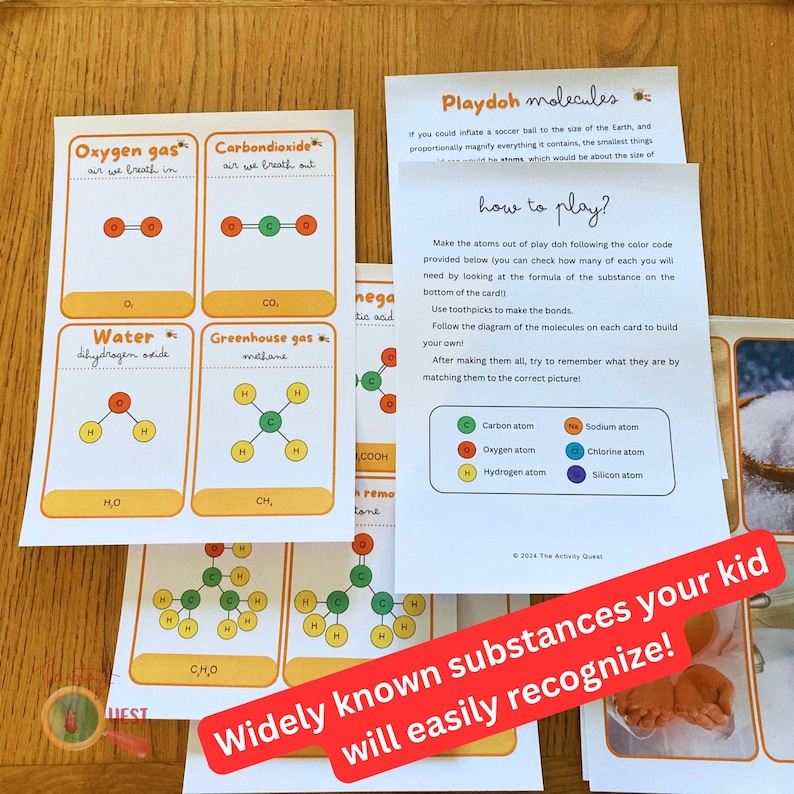 Play-dough MOLECULES Printables for Kids, Science STEM Resources for ...