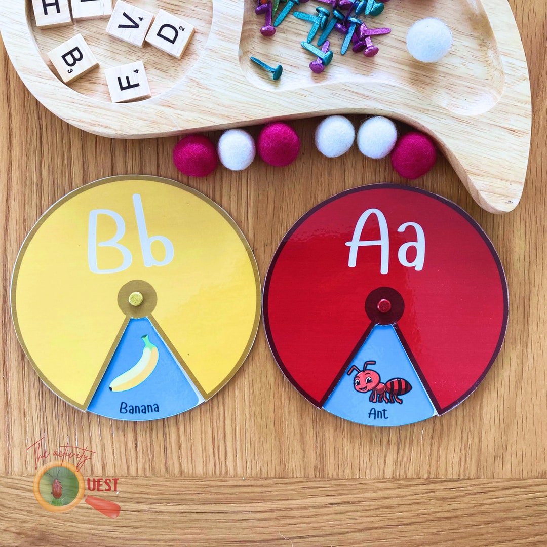 Alphabet Beginning Sounds Wheels Printable, ABC Phonic Discs Game for ...