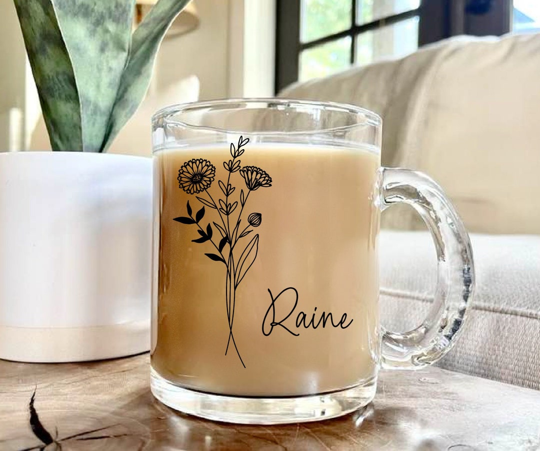 October Birth Flower Mug, Custom Name Mug, October Birthday Gift ...