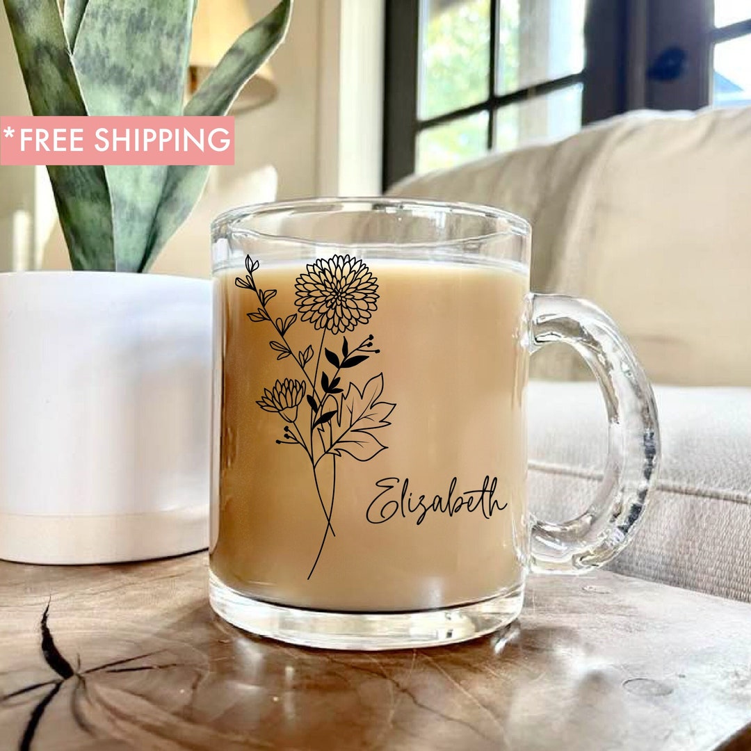 November Birthday Gift, Custom Flower Name Mug, Personalized Gifts ...