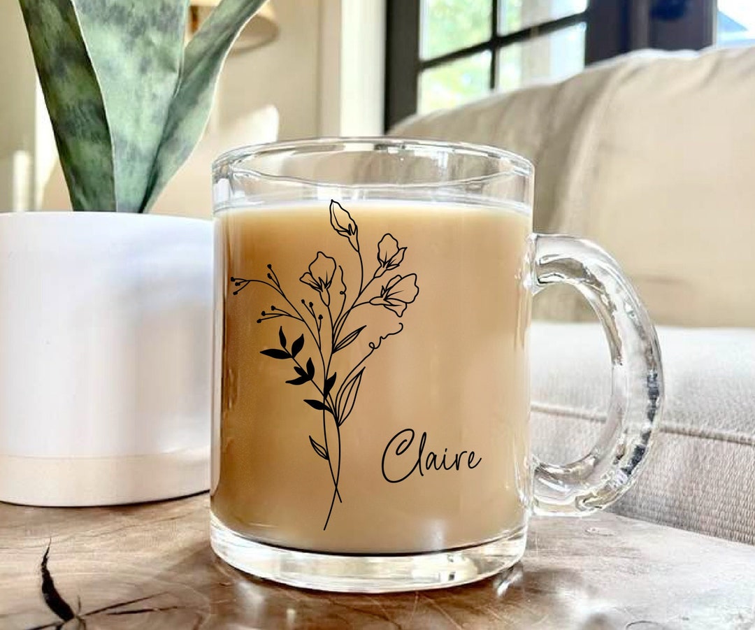 April Birth Flower Mug: Personalized Name Gift, Custom Floral Mug - Etsy
