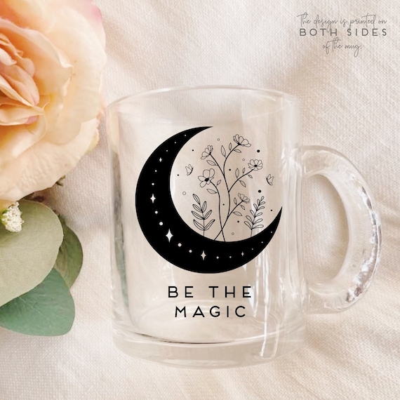 Celestial Moon Stars Glass Coffee Mug Celestial Mug Boho | Etsy