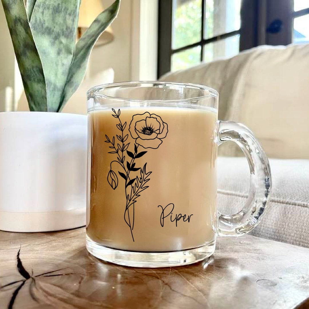 August Birthday, Custom Flower Name Mug, Birthday Gift for Her ...