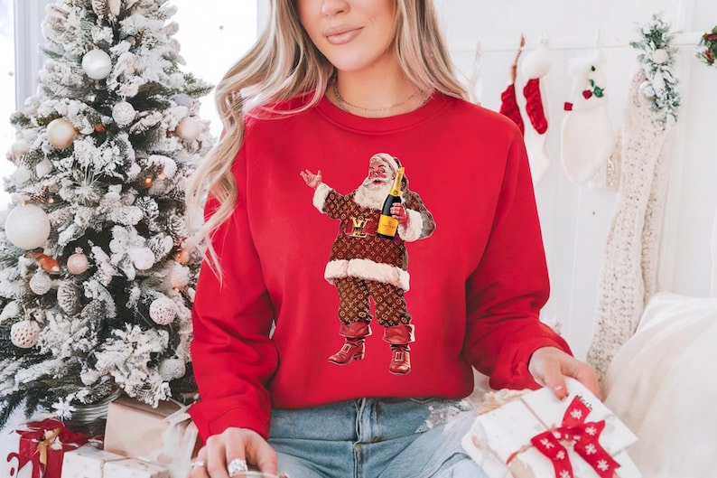Boujie Champagne Santa Sweatshirt, Unisex Christmas Jumper, Retro ...