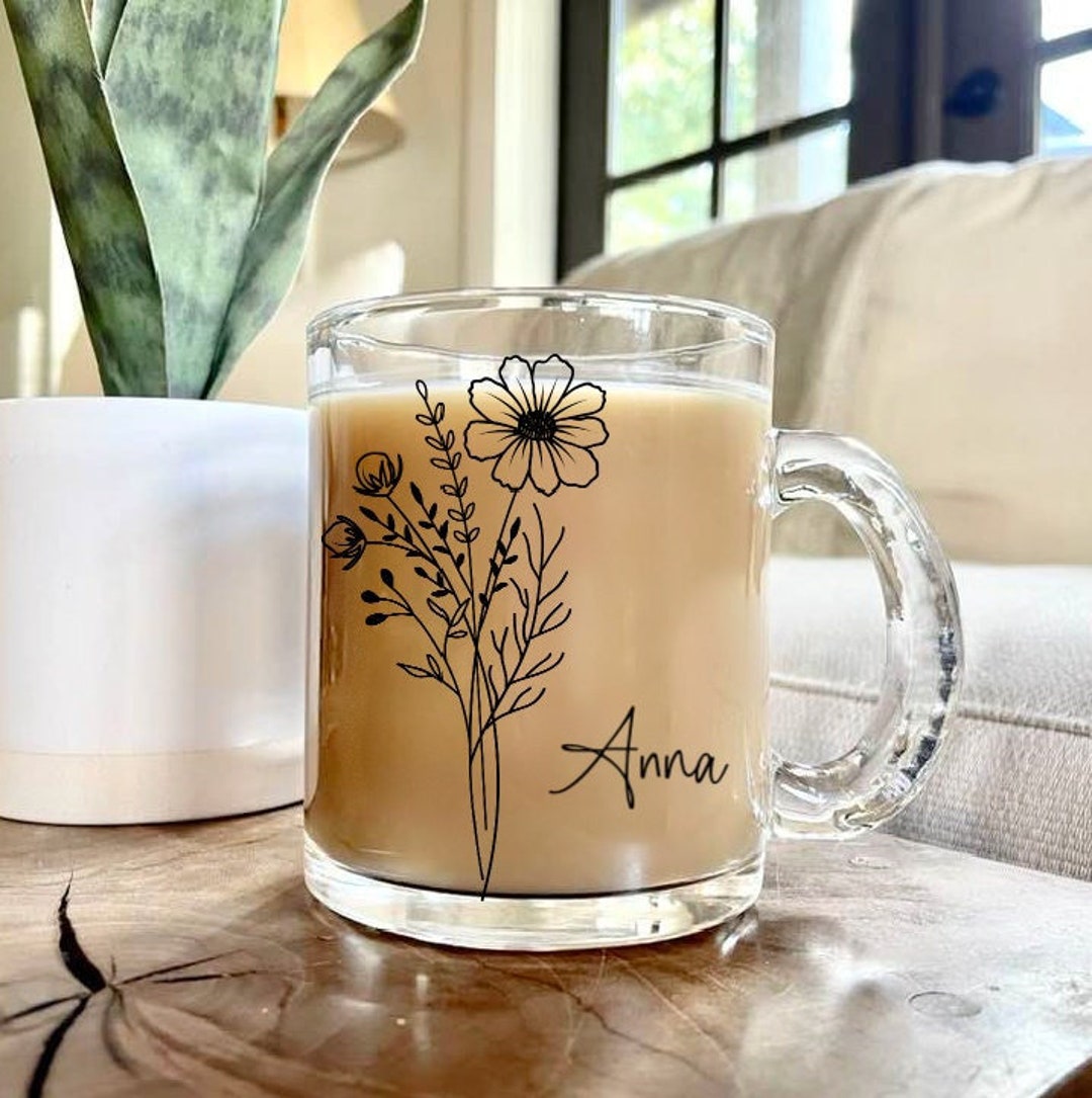 October Birthday Gift, Birth Flower Mug, Custom Name Mug, October ...
