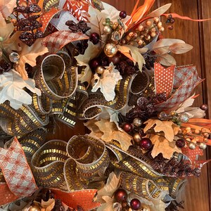 Rustic Fall Harvest Wreath - Handcrafted Autumn Door Decor With Leaves ...