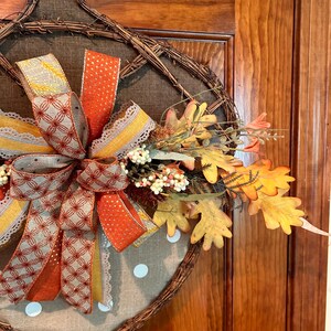 Handmade Fall Acorn Leaf Wreath With Burlap and Autumn Florals, Rustic ...